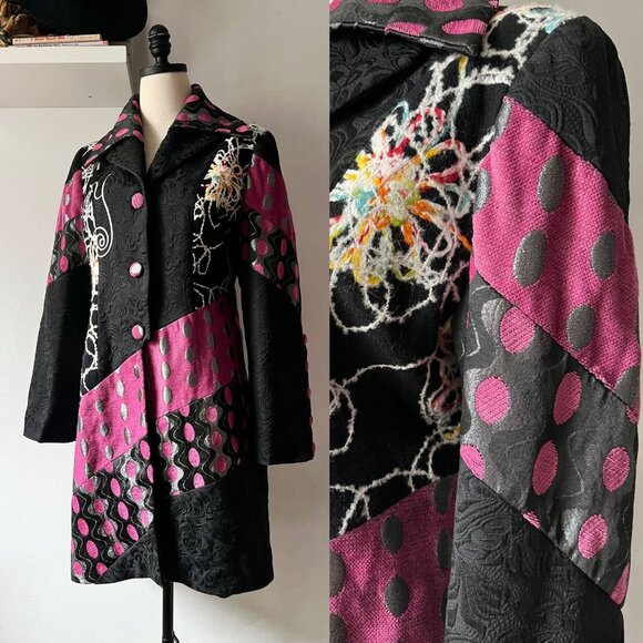 Vintage | Jackets & Coats | Y2k Vintage Patchwork Holographic Pink Coat ...